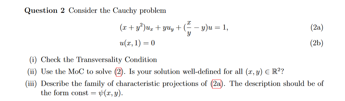Solved Question 2 ﻿Consider the Cauchy | Chegg.com