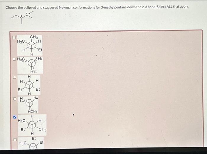Solved Choose the eclipsed and staggered Newman | Chegg.com
