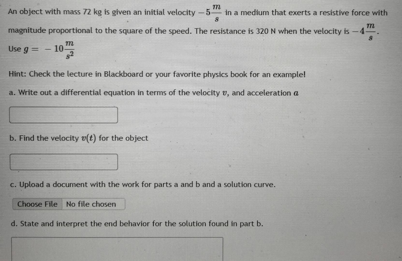 Solved An object with mass 72kg ﻿is given an initial | Chegg.com