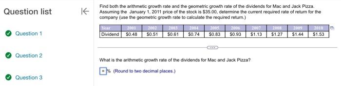 Solved Question list Find both the arithmetic growth rate | Chegg.com