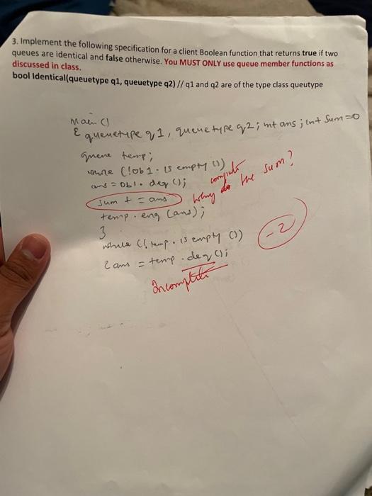 3. Implement the following specification for a client | Chegg.com