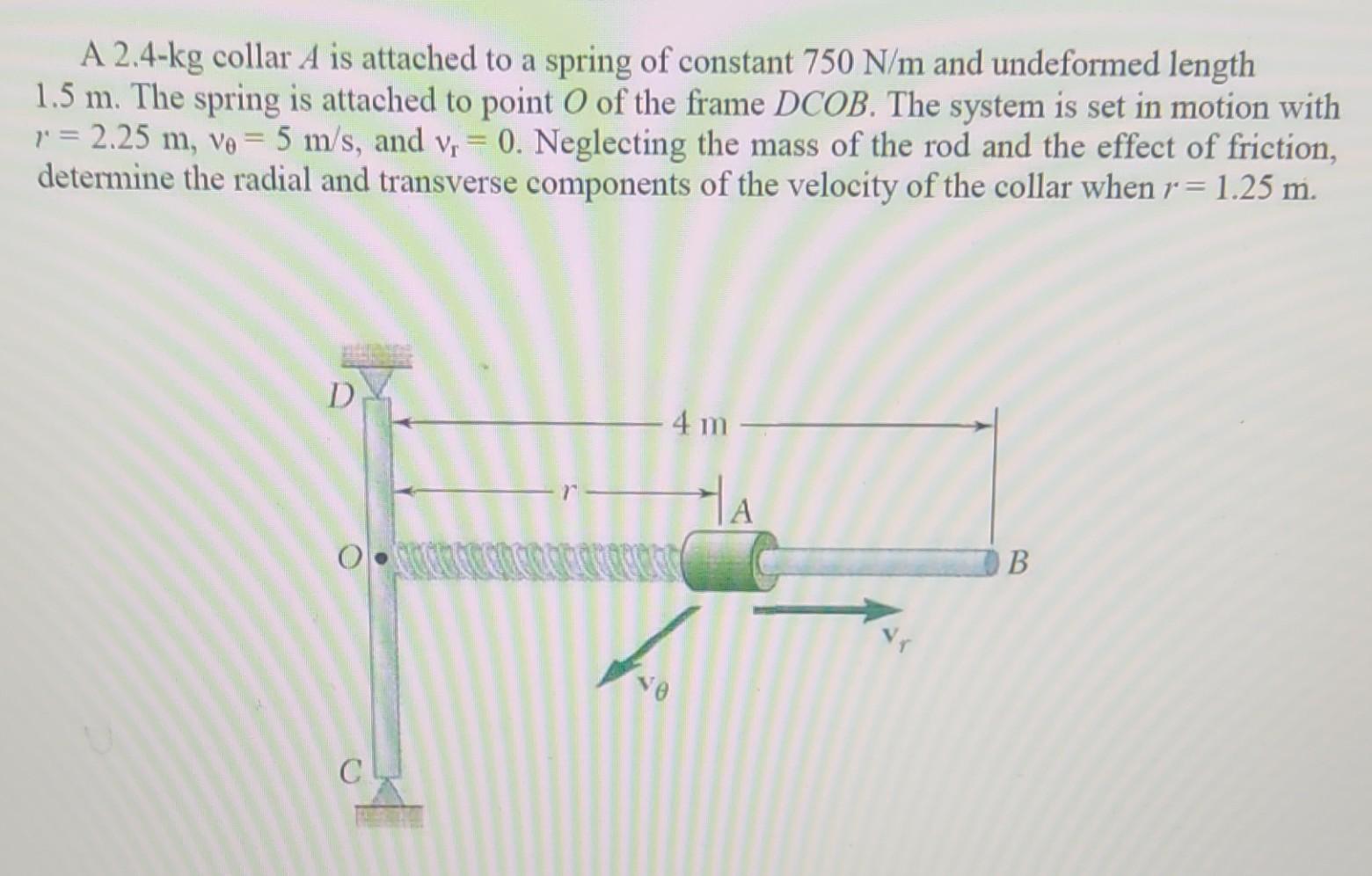 Solved A 2.4-kg collar A is attached to a spring of constant | Chegg.com