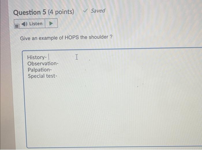 Solved Give an example of HOPS the shoulder ? | Chegg.com