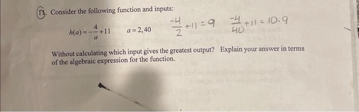 Solved (11. Consider the following function and inputs: | Chegg.com
