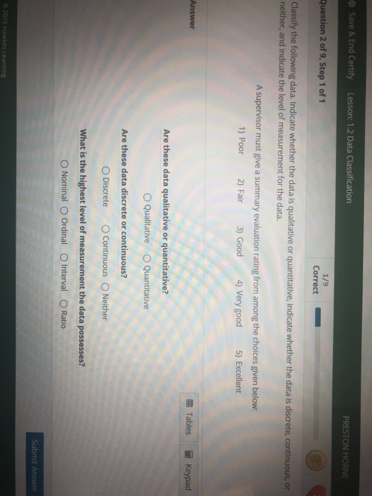 Solved © Save & End Certify Lesson: 1.2 Data Classification | Chegg.com