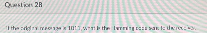 Solved if the original message is 1011 , what is the Hamming | Chegg.com