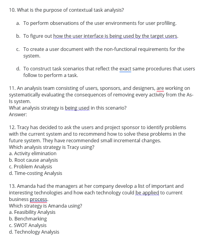 Solved What is the purpose of contextual task analysis?a. | Chegg.com