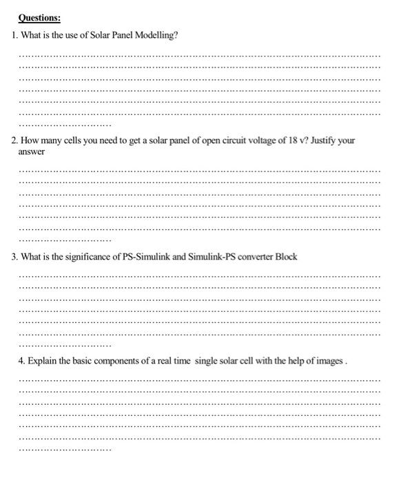 Solved Questions: 1. What is the use of Solar Panel | Chegg.com