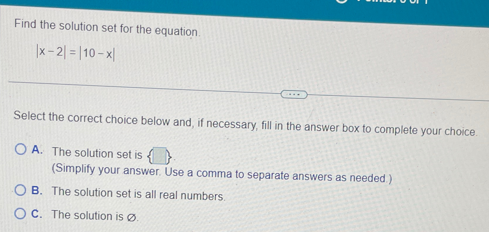 Solved Find the solution set for the | Chegg.com