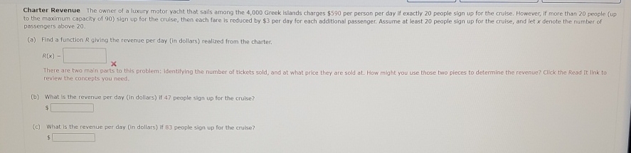 Solved Charter Revenue The owner of a luxury motor yacht | Chegg.com