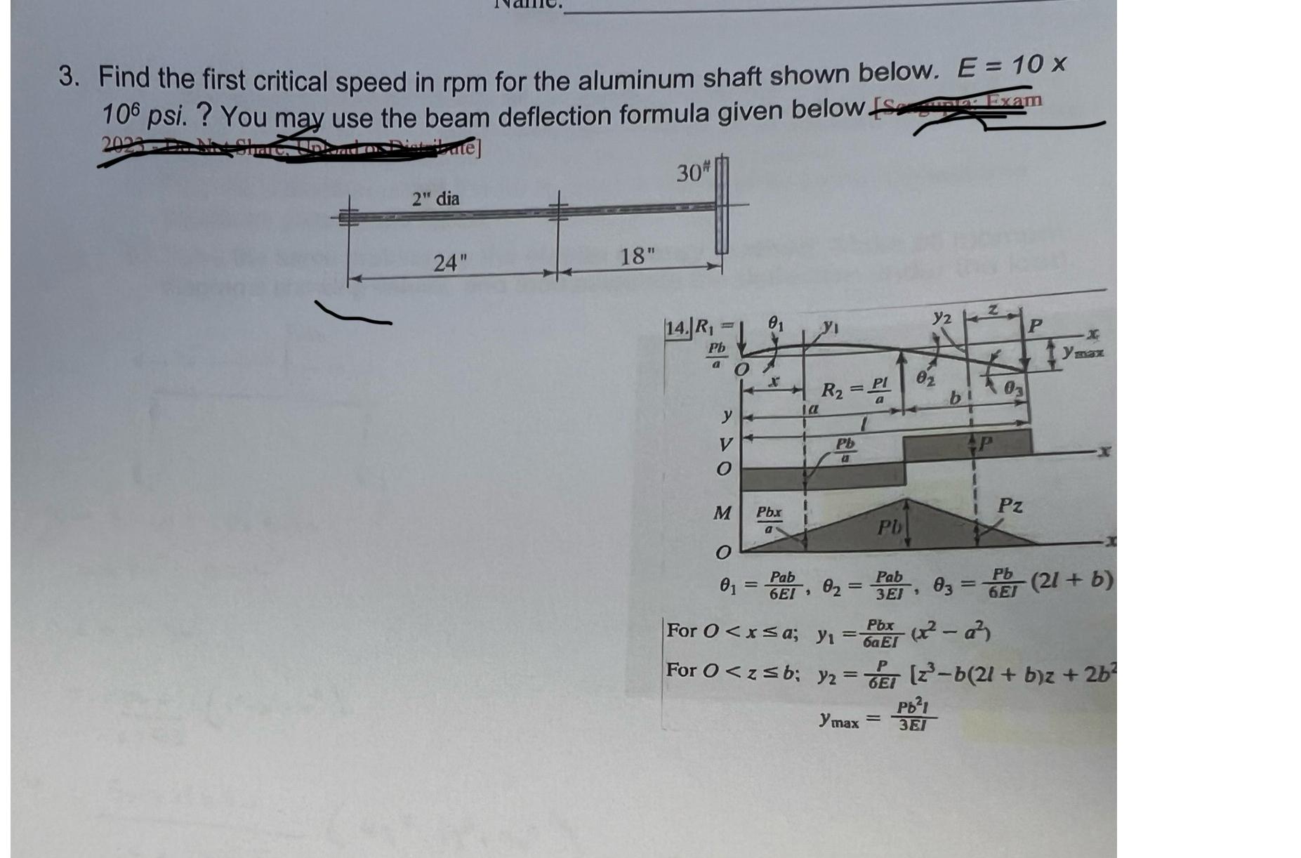 Solved Find the first critical speed in rpm for the aluminum | Chegg.com