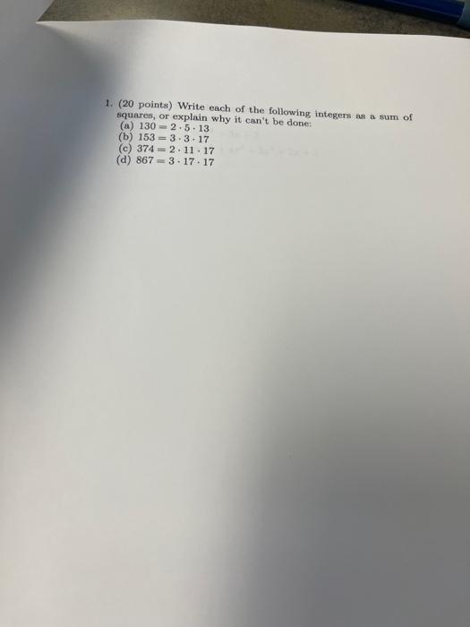 Solved 1. (20 points) Write each of the following integers | Chegg.com