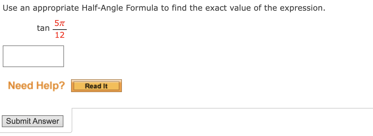 Solved Use an appropriate Half-Angle Formula to find the | Chegg.com