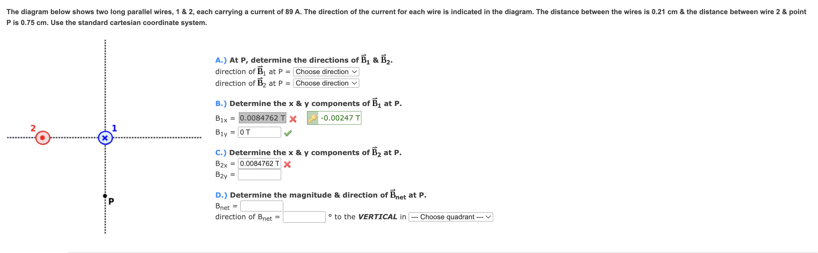Solved P ﻿is 0.75cm. ﻿Use the standard cartesian coordinate | Chegg.com
