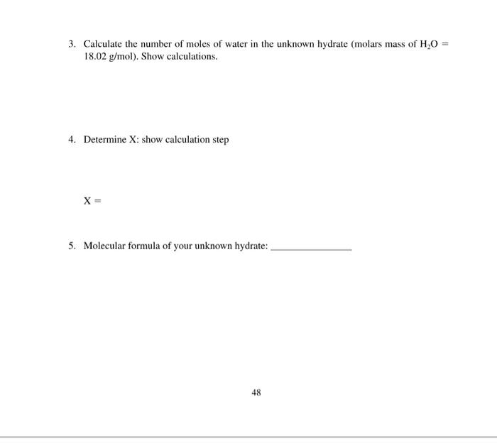 Solved B. Determine the Formula of an Unknown Hydrate | Chegg.com
