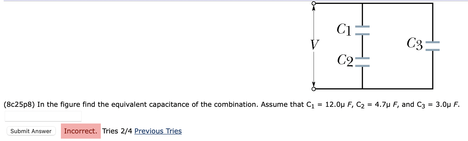 Solved (8c25p8) ﻿In the figure find the equivalent | Chegg.com