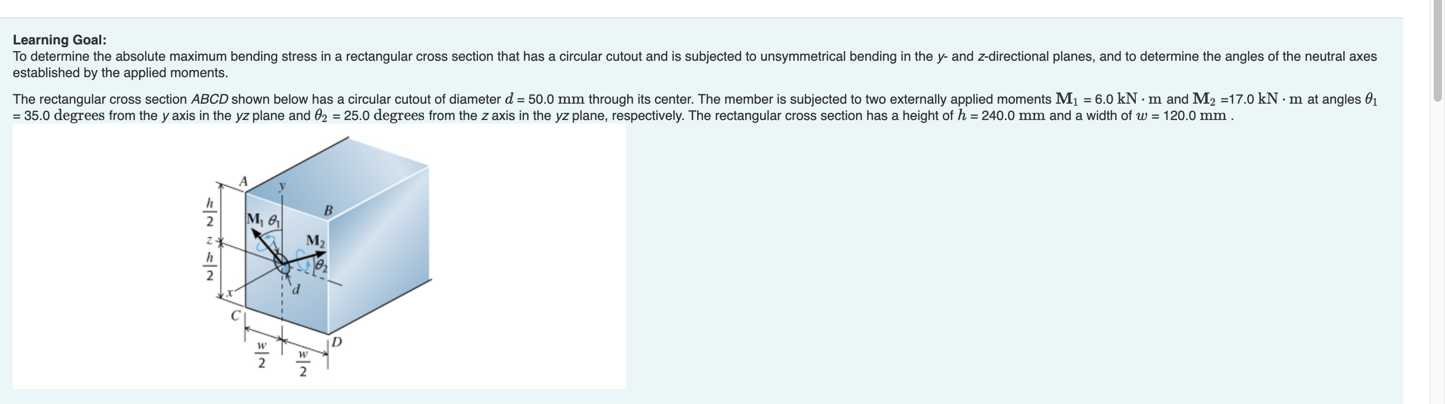 A) ﻿The neutral-axis angle of the cross section being | Chegg.com