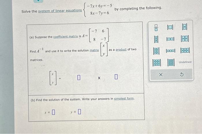 Solved Solve the system of linear equations | Chegg.com