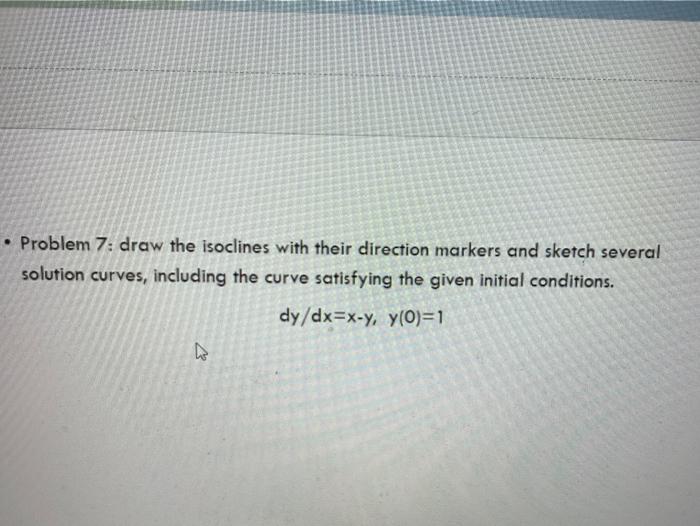 Solved • Problem 7: draw the isoclines with their direction | Chegg.com