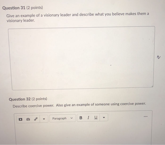 Solved Question 31 (2 points) Give an example of a visionary | Chegg.com