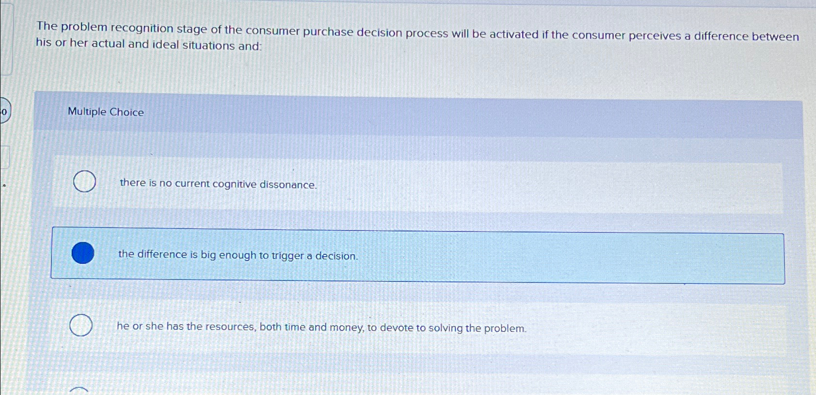 Solved The problem recognition stage of the consumer | Chegg.com