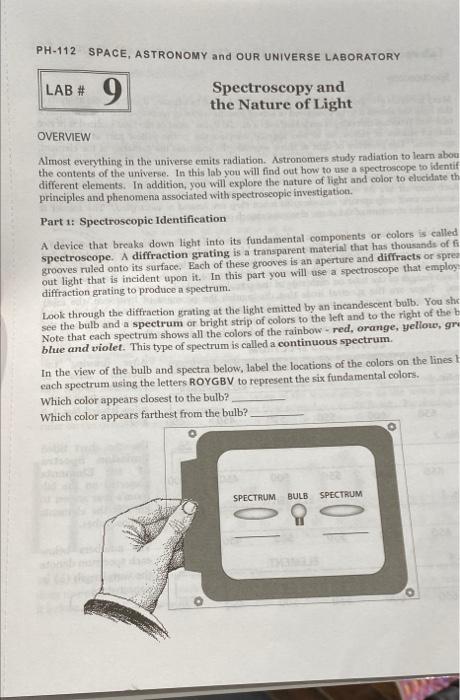 Solved PH-112 SPACE, ASTRONOMY and OUR UNIVERSE LABORATORY 9 | Chegg.com