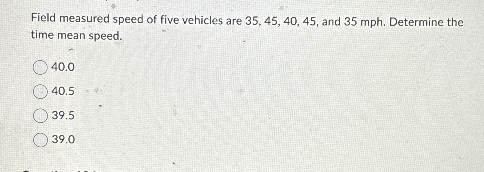 Solved Field measured speed of five vehicles are | Chegg.com