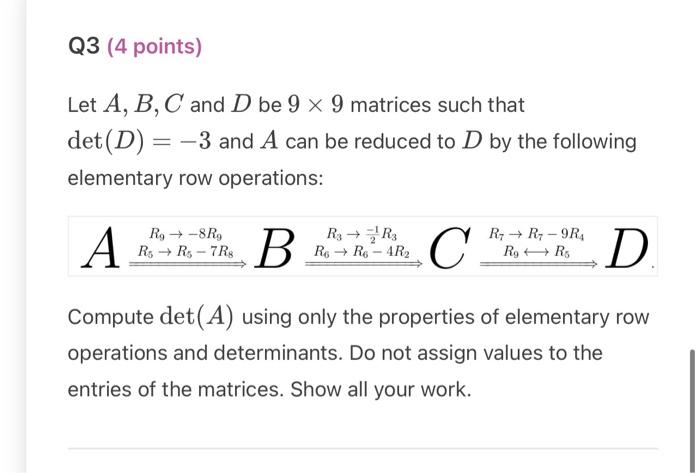 Solved Compute det(A) using only the properties of | Chegg.com