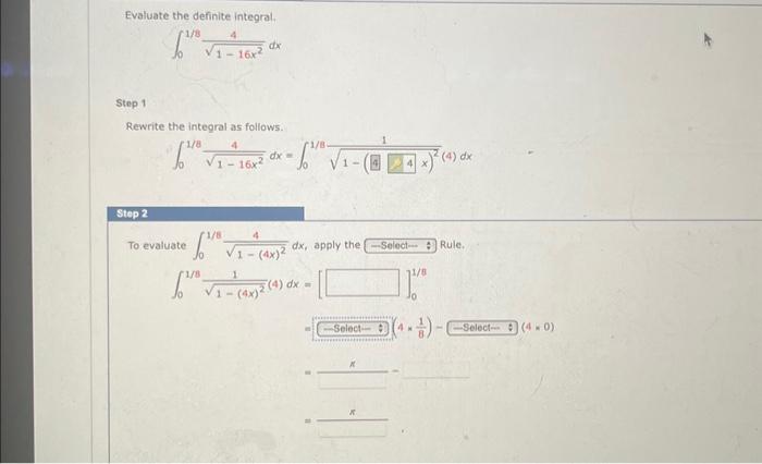 Solved Evaluate the definite integral. \\[ \\int_{0}^{1 / 8} | Chegg.com