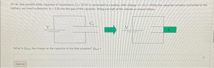 Solved An air-gap parallel plate capacitor of capacitance | Chegg.com