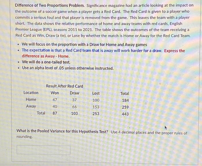 Solved Difference of Two Proportions Problem. Significance | Chegg.com
