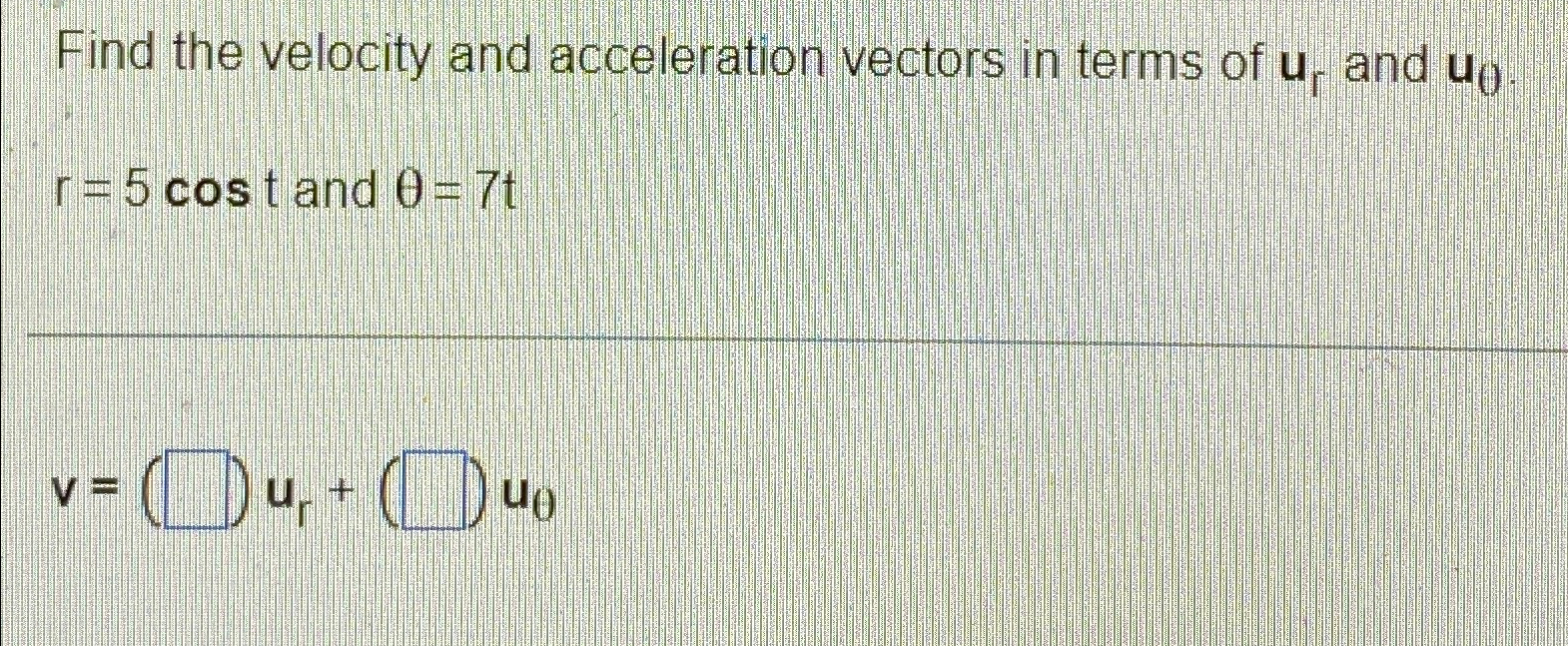 Solved Find the velocity and acceleration vectors in terms | Chegg.com