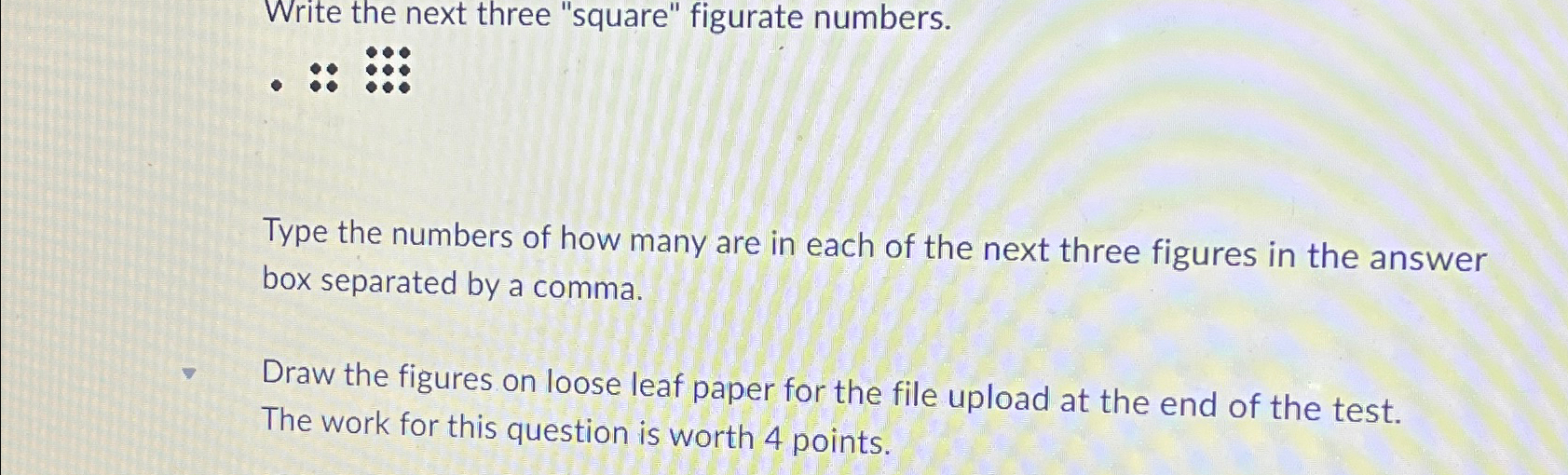 Solved Write the next three "square" figurate numbers.Type | Chegg.com