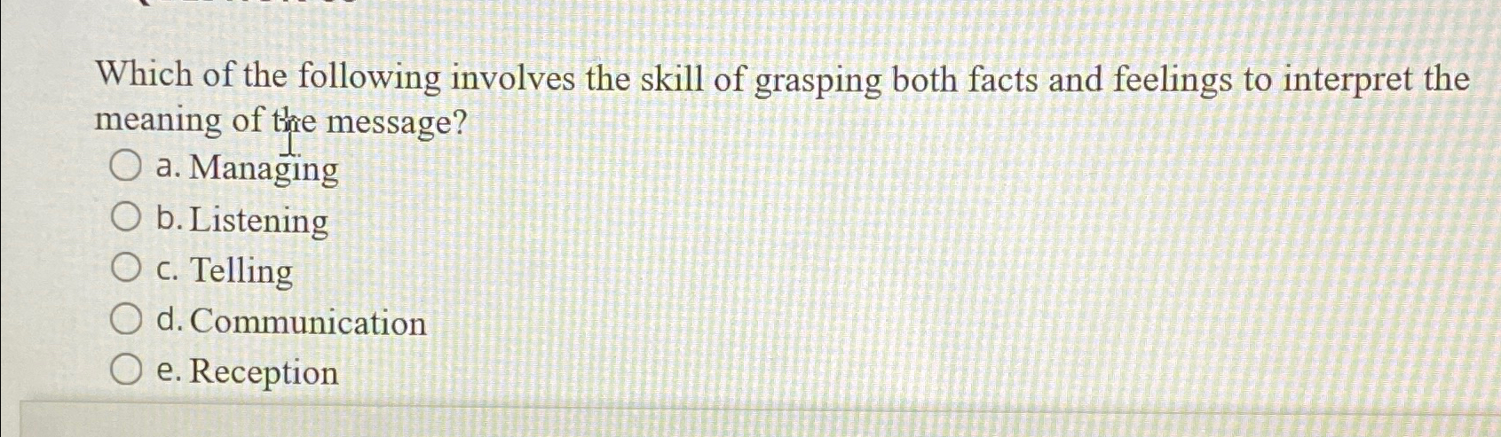 Solved Which of the following involves the skill of grasping | Chegg.com