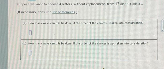 Solved Suppose we want to choose 4 letters, without | Chegg.com