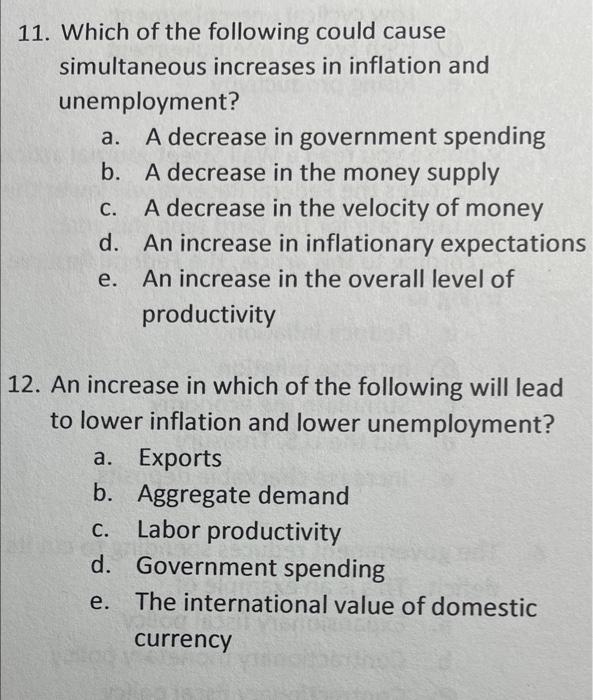 Solved 11. Which of the following could cause simultaneous | Chegg.com