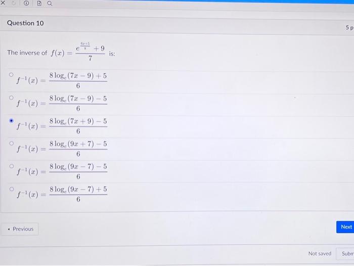Solved e inverse of | Chegg.com