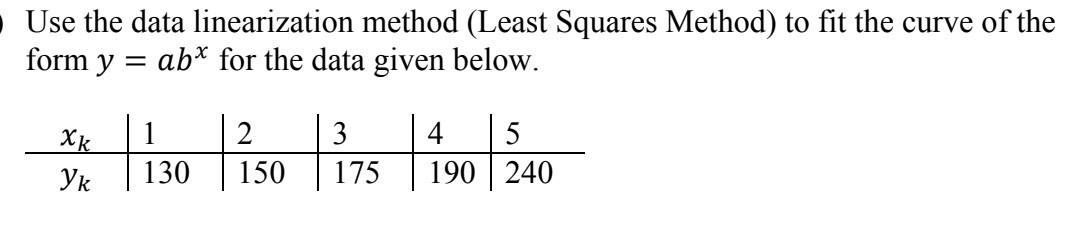 Solved Use the data linearization method (Least Squares | Chegg.com