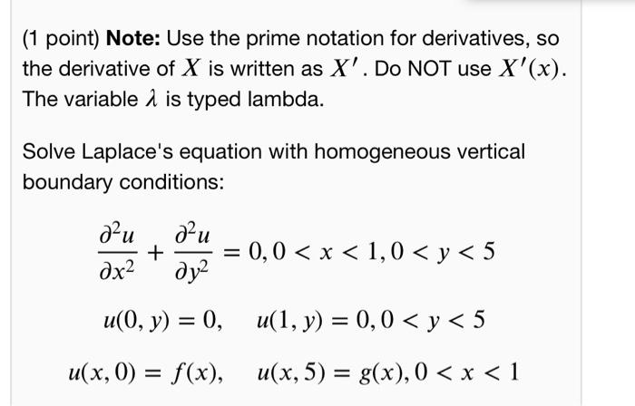 Solved (1 point) Note: Use the prime notation for | Chegg.com