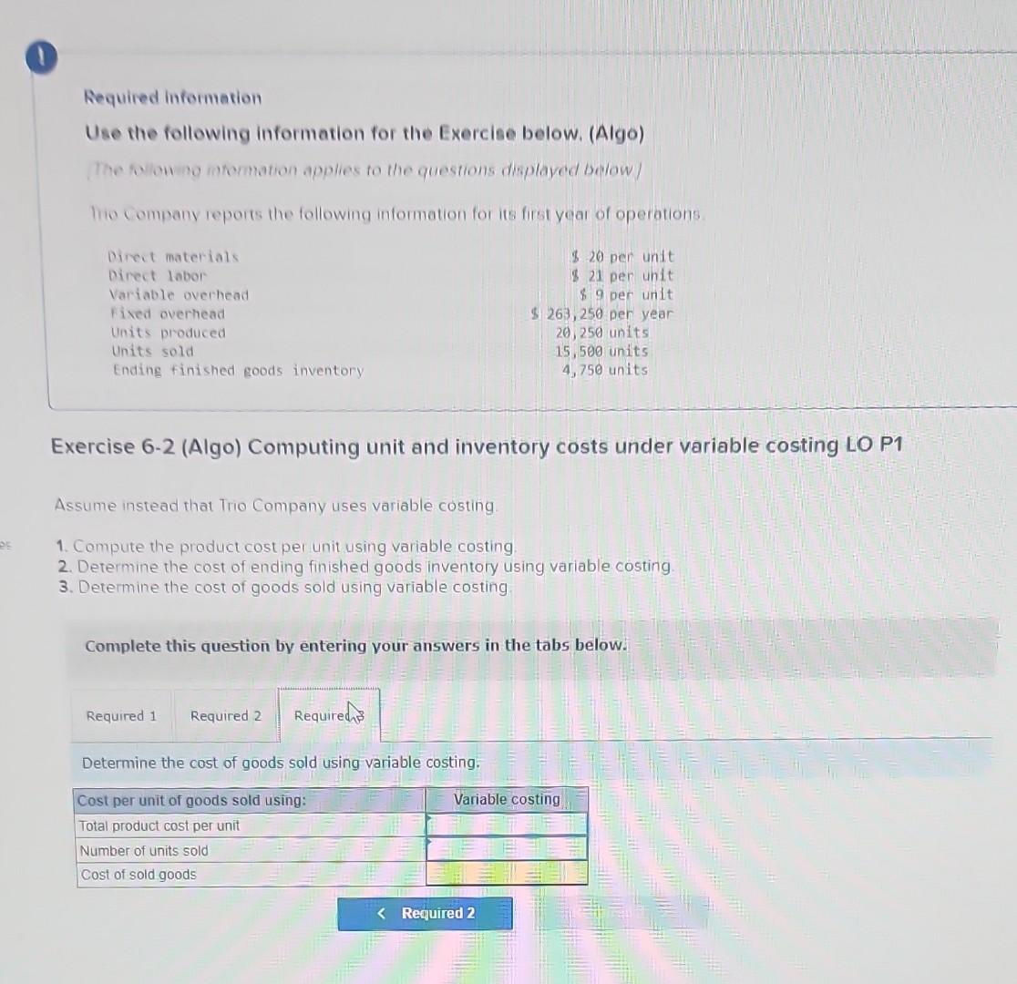 Solved Required information Use the following information | Chegg.com