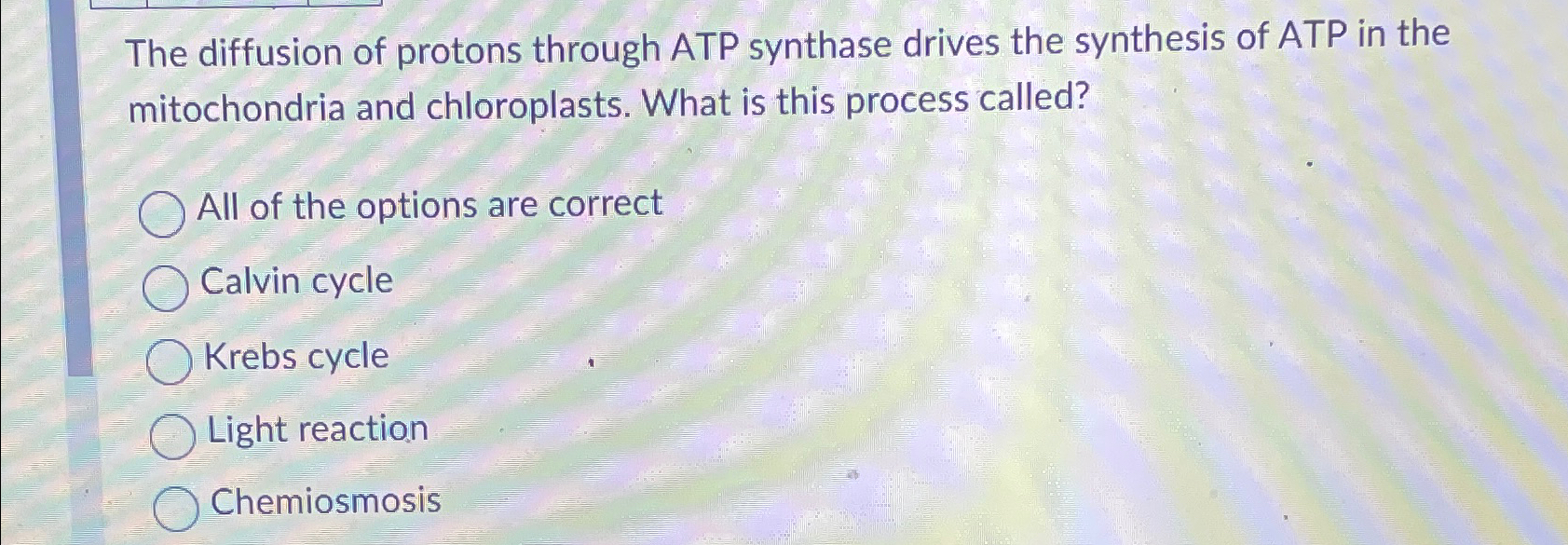 Solved The diffusion of protons through ATP synthase drives | Chegg.com