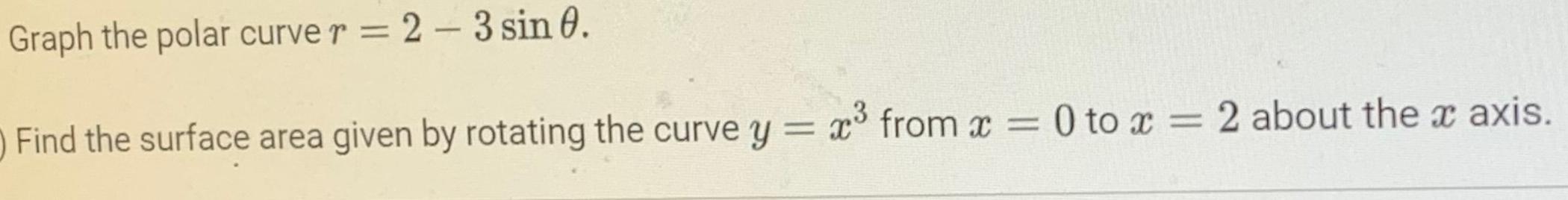 Solved (A)Graph the polar curve r=2-3sinθ.(B)Find the | Chegg.com