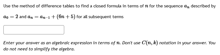 Solved Use the method of difference tables to find a closed | Chegg.com