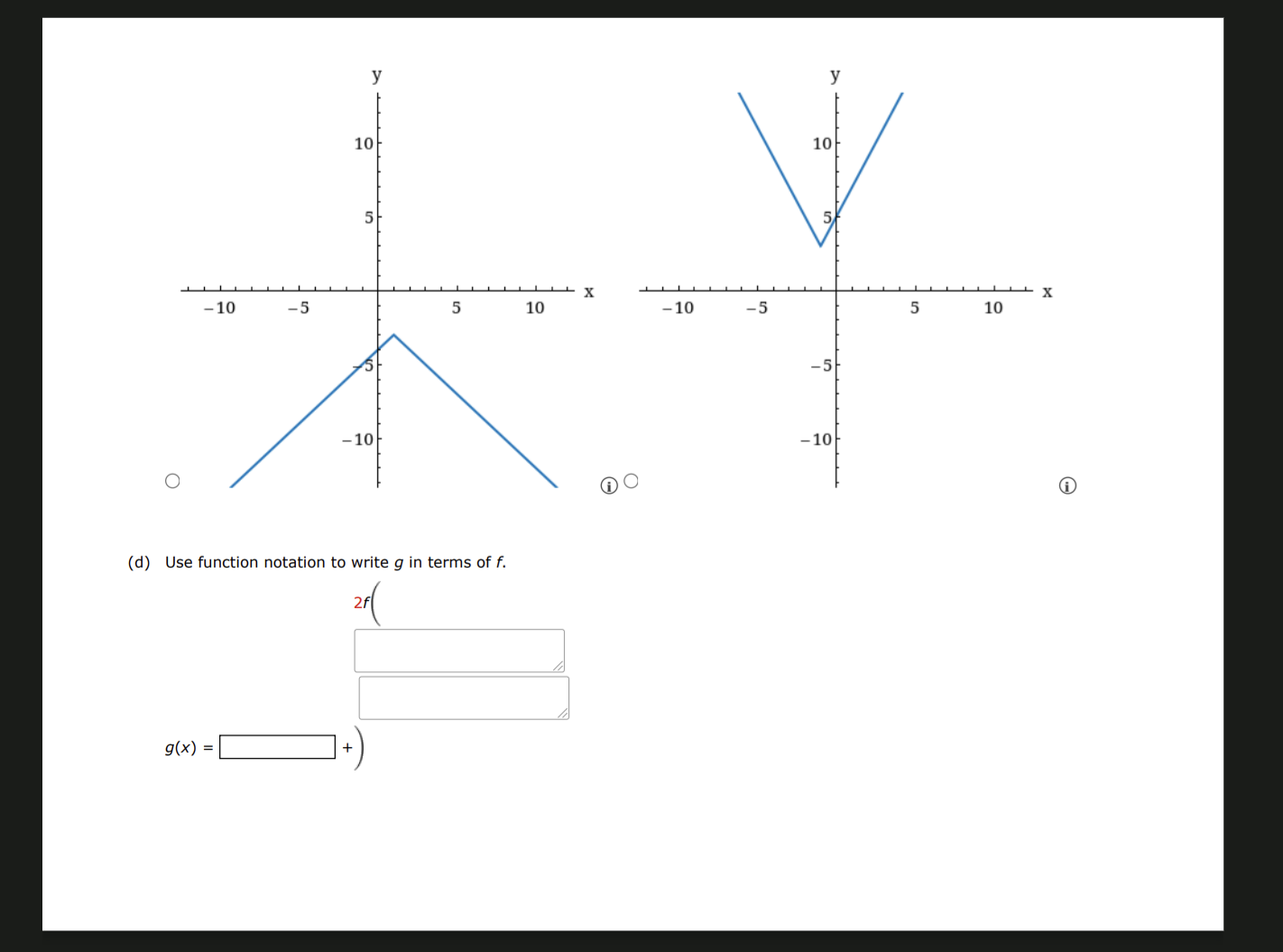D Use Function Notation To Write G In Terms Of F