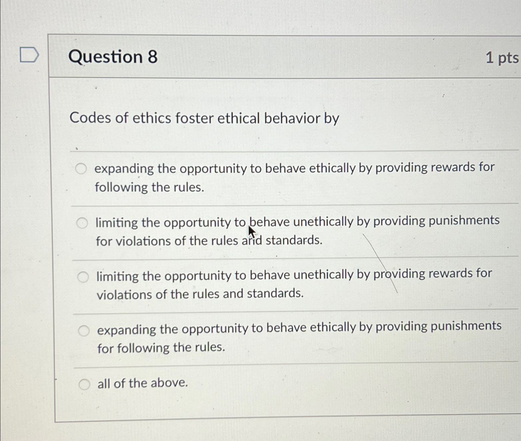 Solved Question 8Codes of ethics foster ethical behavior | Chegg.com