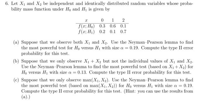Solved 6. Let X1 and X2 be independent and identically | Chegg.com