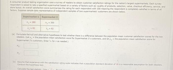Solved A Consumer Product Testing Organization Uses A Survey