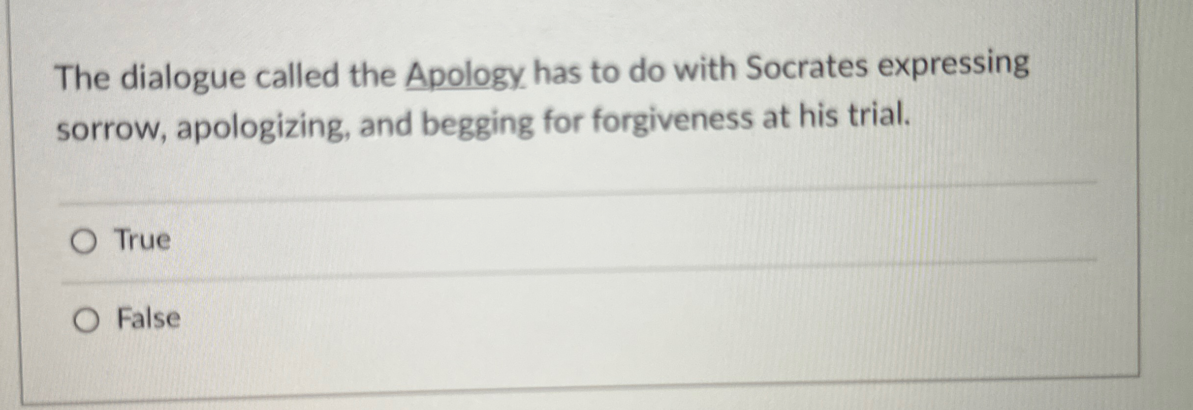 Solved The dialogue called the Apology has to do with | Chegg.com