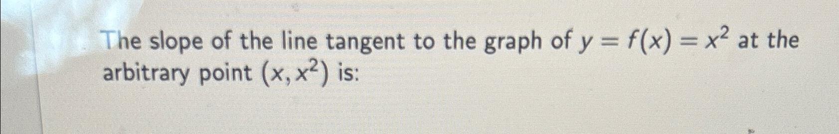 Solved The slope of the line tangent to the graph of | Chegg.com
