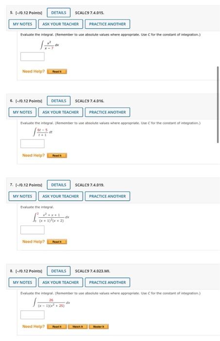 Solved 1 [ 0 12 Points] Details Scalc9 7 4 005 My Notes